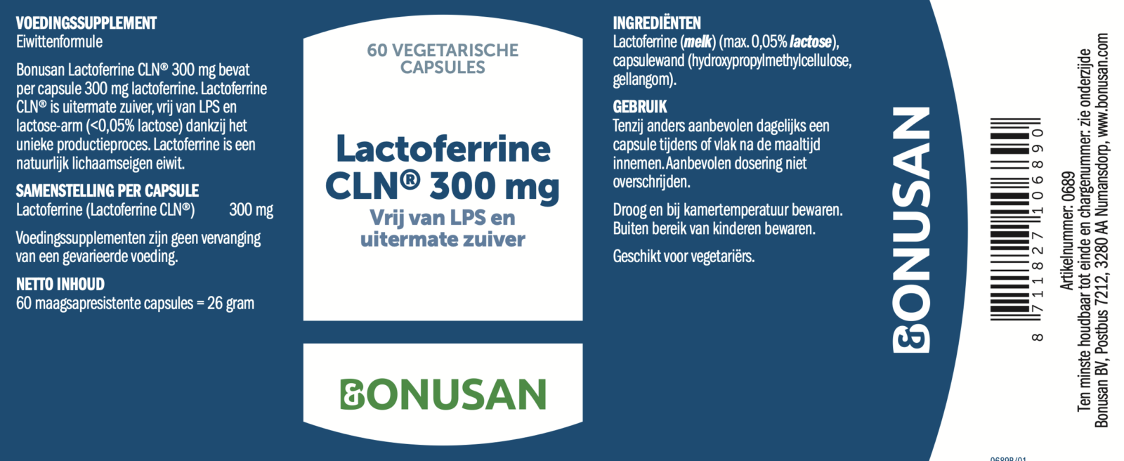 Lactoferrine CLN® 300 mg - 60 capsules Bonusan - Detox Den Haag